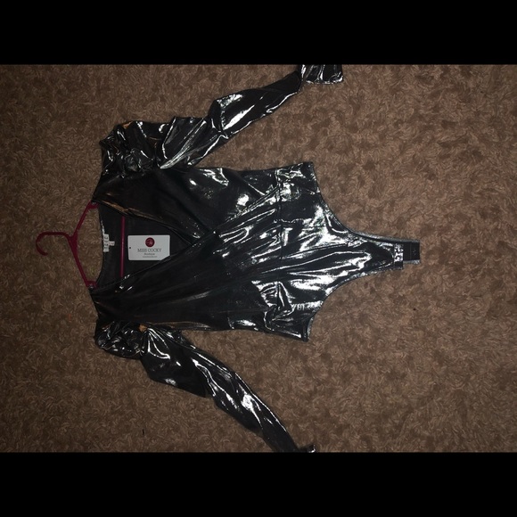 TCEC | Tops | Tcec Metallic Long Sleeve Bodysuit L Puff Sleeves | Poshmark